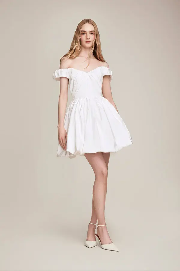 astr dress off the shoulder Off Shoulder Floral Jacquard Bubble Dress