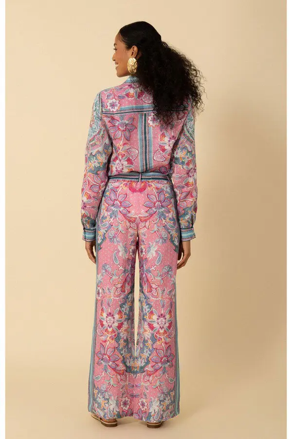 Hale Bob Fernanda Linen Wide Leg Pant - Pink