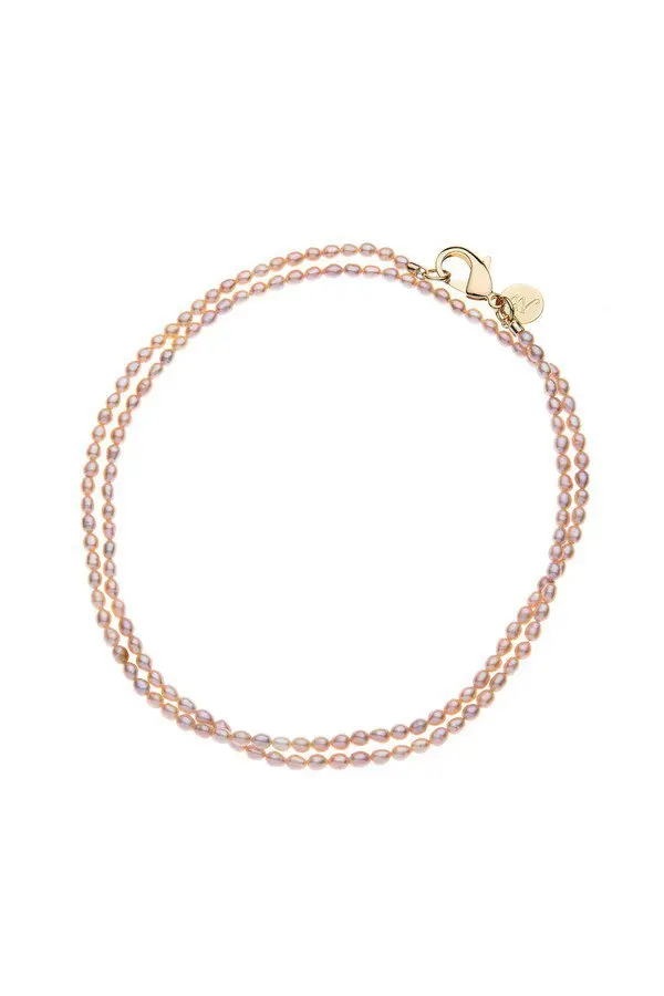 JANE WIN Double Wrap Rice Pearl Necklace - Pink