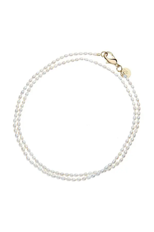 JANE WIN Double Wrap Rice Pearl Necklace - White