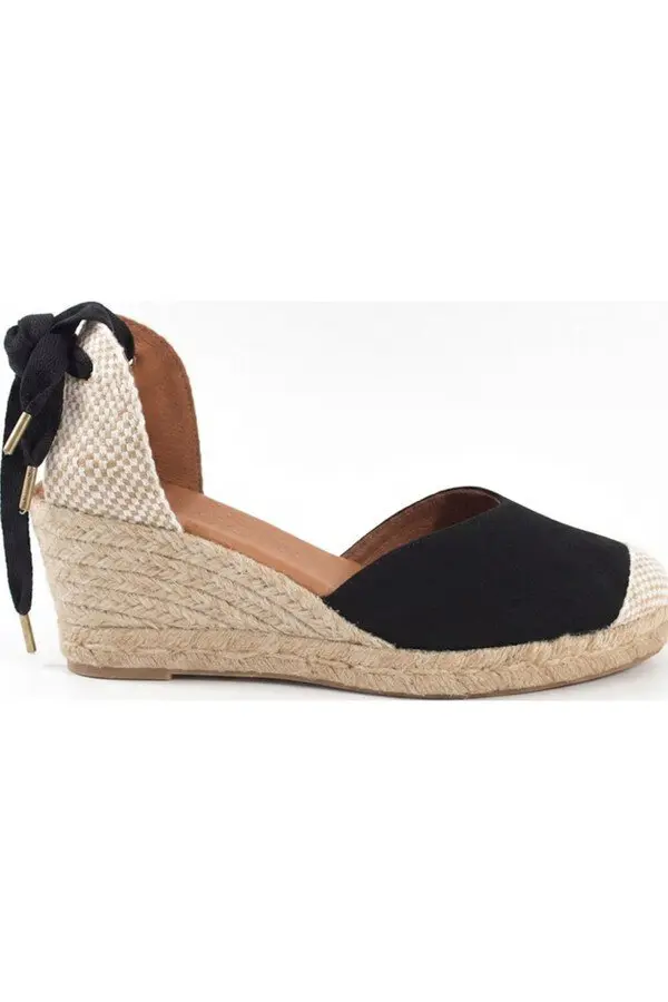 MENINA STEP Jimena Mid Laces Espadrilles - Black