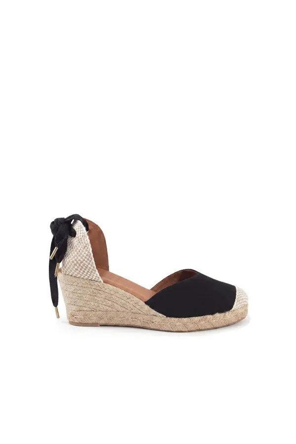 MENINA STEP Jimena Mid Laces Espadrilles - Black