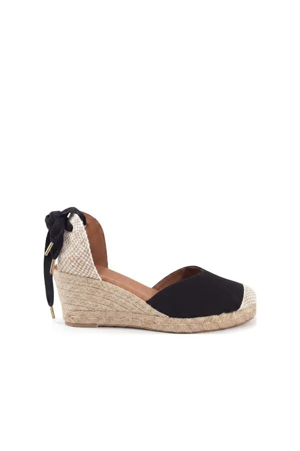 MENINA STEP Jimena Mid Laces Espadrilles - Black