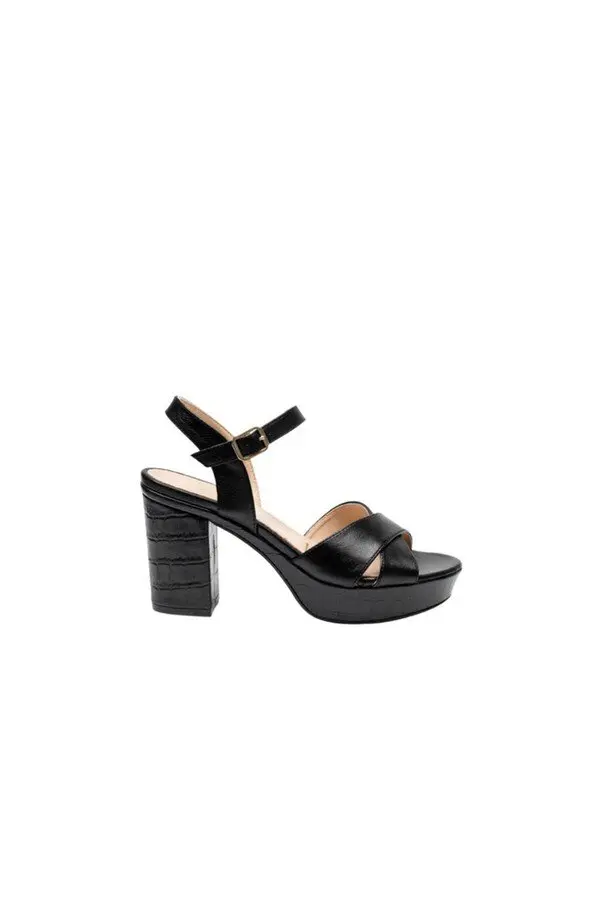 MENINA STEP Pippa Metallic Leather Sandals - Black