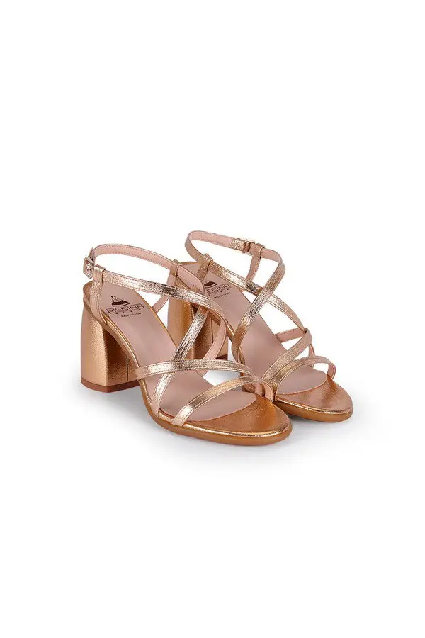 MENINA STEP Cloe Strappy Leather Sandals - Metallic