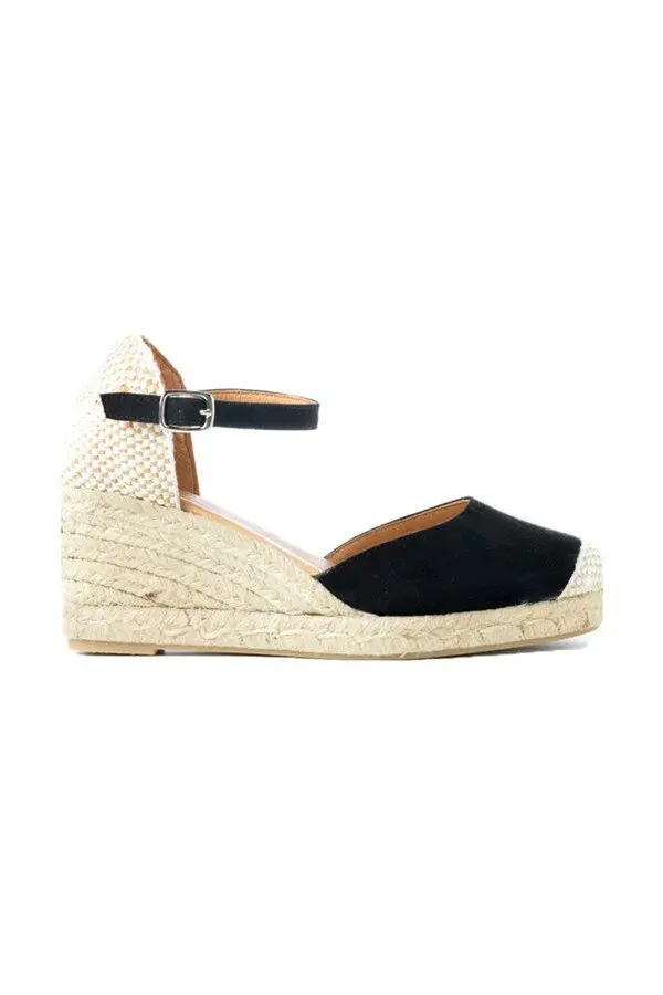 MENINA STEP Jimena Mid-strap Wedges - Black