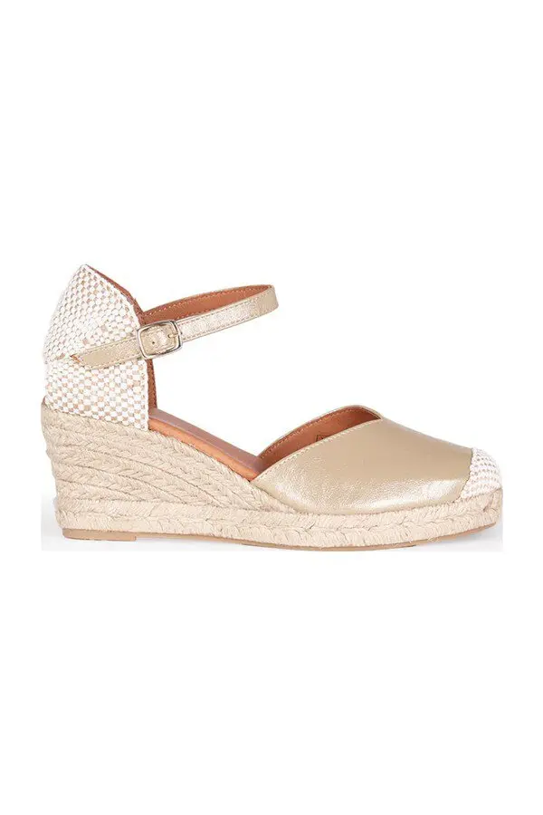 MENINA STEP Jimena Mid Strap Wedges - Gold