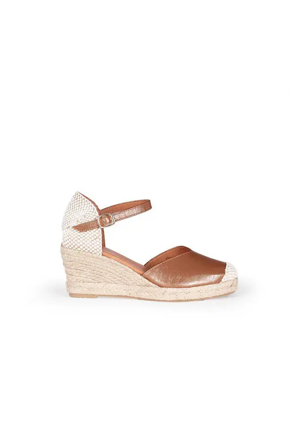 MENINA STEP Wedge Espadrille With Ankle Strap - Metallic