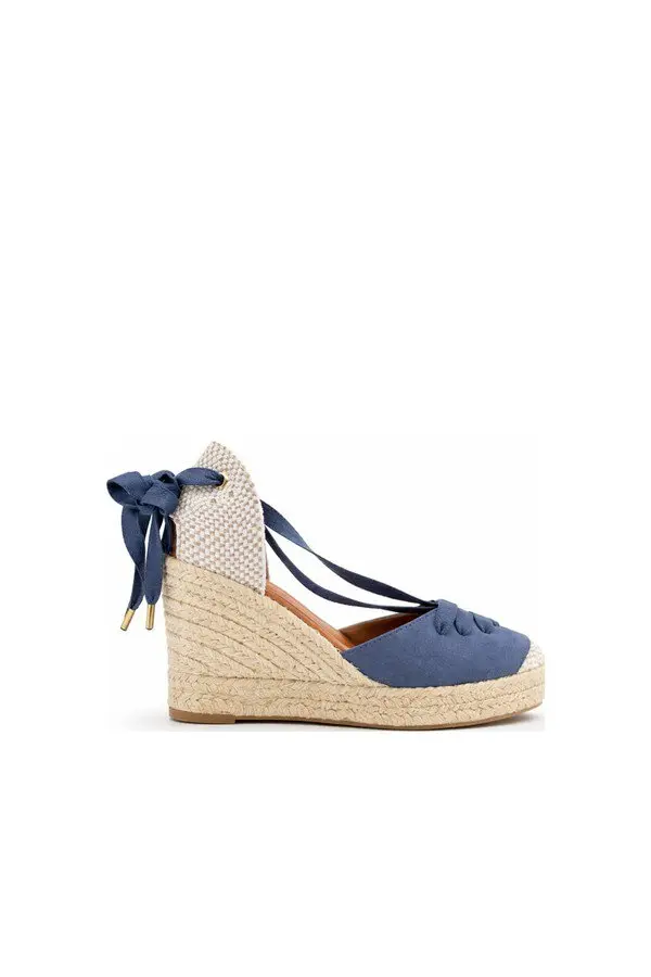 MENINA STEP Jimena High Laces French Laced Espadrilles - Blue