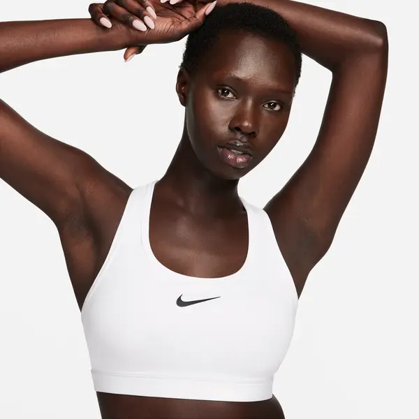 Nike Swoosh Medium Support Padded Sports Bra - White