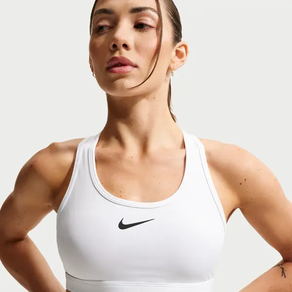 Nike Swoosh Medium Support Padded Sports Bra - White