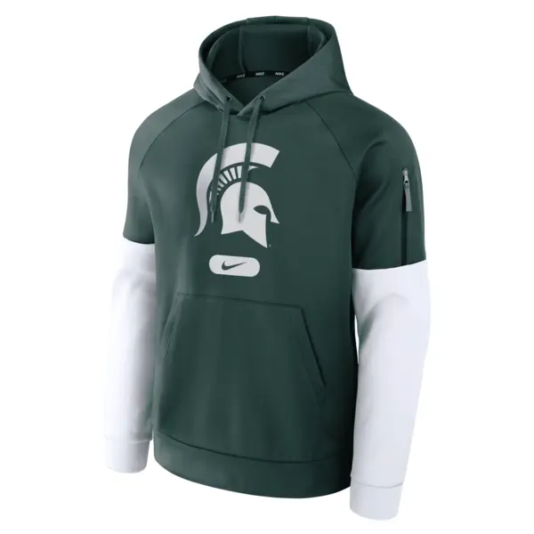 Nike Michigan State Spartans Therma College Pullover Hoodie - Green