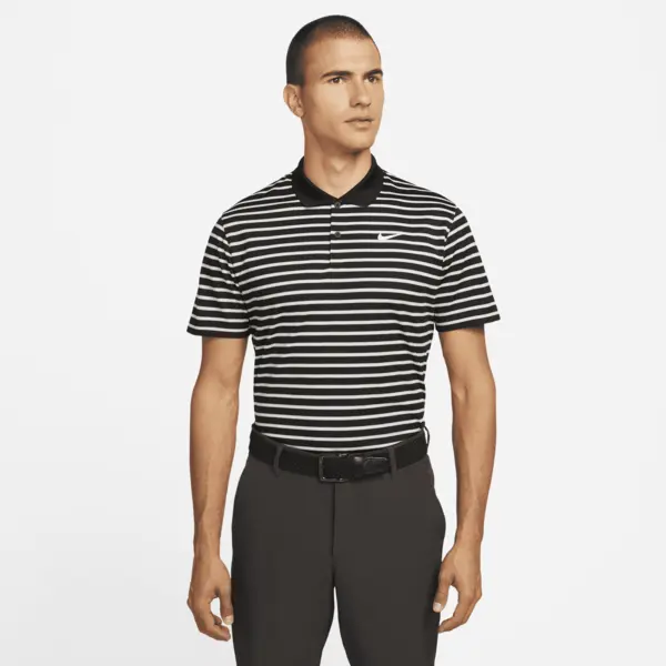 Nike Dri-fit Victory Striped Golf Polo - Black