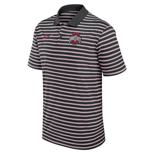 Nike Ohio State Buckeyes Primetime Victory Striped Dri-fit College Polo - Black