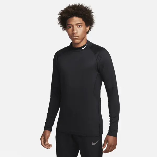 Nike Pro Dri-fit Warm Long-sleeve Fitness Mock - Black