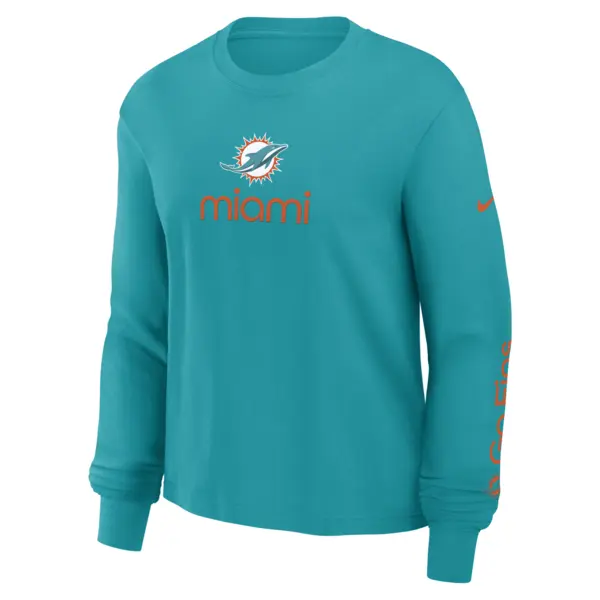 Nike Miami Dolphins Boxy Nfl Long-sleeve T-shirt - Blue