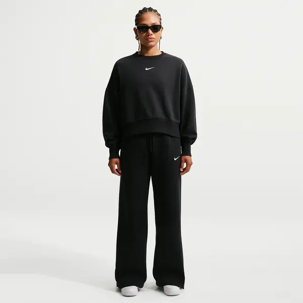 Nike Phoenix Fleece Oversized Crew-neck Sweatshirt - Black