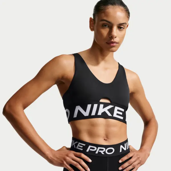 Nike Pro Indy Plunge Medium-support Padded Sports Bra - Black