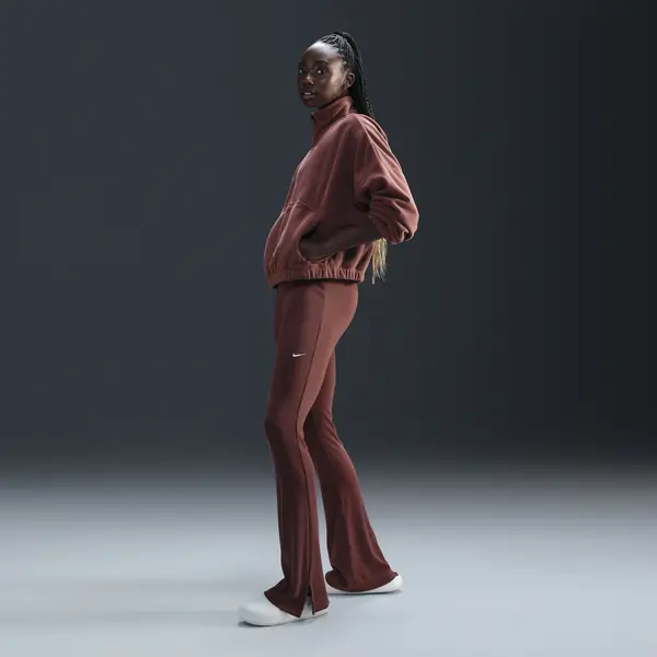 Nike Sportswear Chill Knit Tight Mini-rib Flared Leggings - Brown