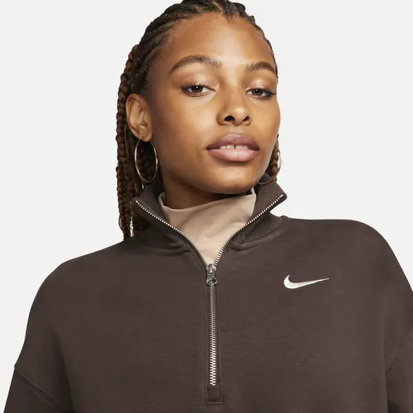 Nike Sportswear Phoenix Fleece 1/4-zip Cropped Sweatshirt - Brown