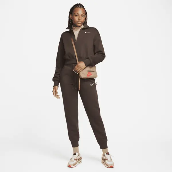 Nike Sportswear Phoenix Fleece 1/4-zip Cropped Sweatshirt - Brown