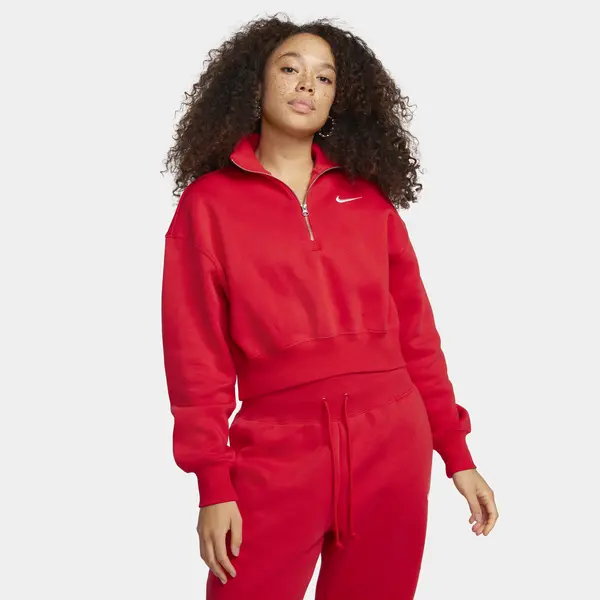 Nike Sportswear Phoenix Fleece 1/4-zip Cropped Sweatshirt - Red