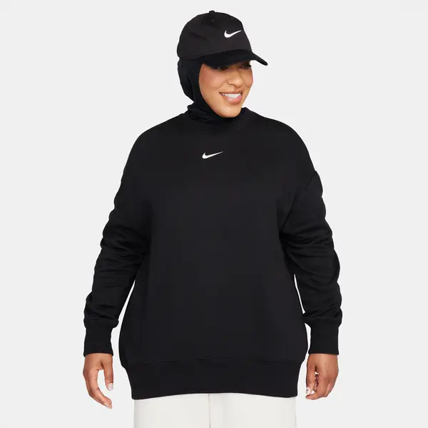 Nike Phoenix Fleece Oversized Crew-neck Sweatshirt - Black
