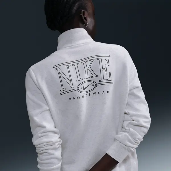 Nike Sportswear Club Fleece Mock-Neck 1/2-Zip Graphic Top In Brown