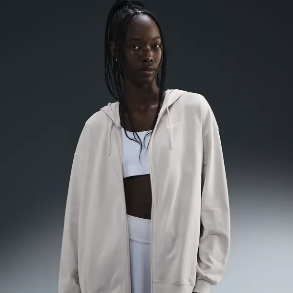 Nike Sportswear Oversized Jersey Full-zip Hoodie - Brown