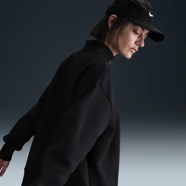 Nike Sportswear Phoenix Fleece Oversized 1/4-zip Long Sweatshirt - Black