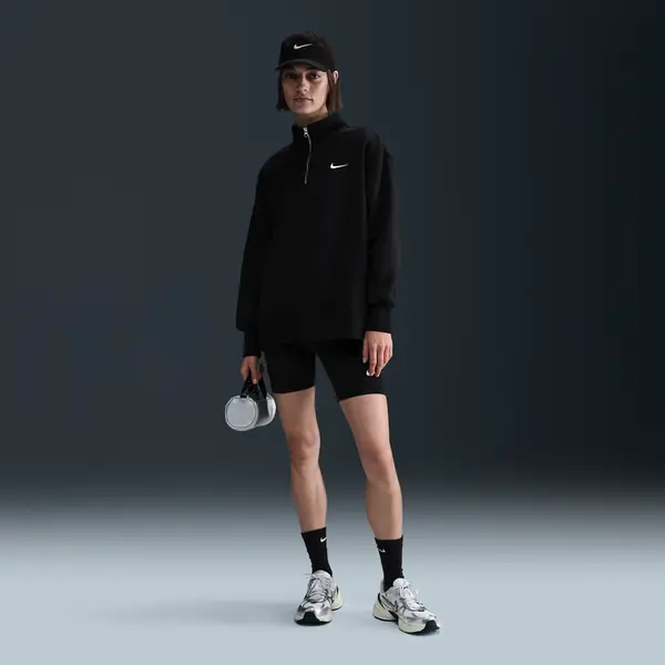 Nike Sportswear Phoenix Fleece Oversized 1/4-zip Long Sweatshirt - Black