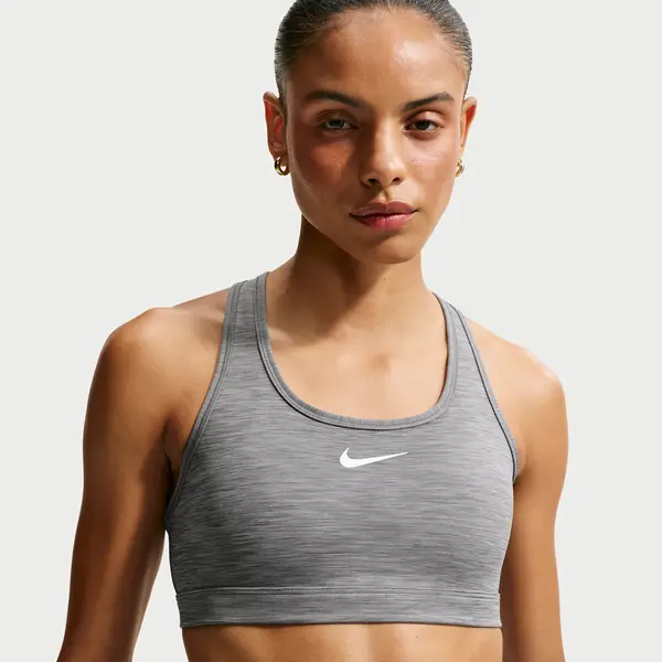 Nike Swoosh Medium Support Padded Sports Bra - Grey