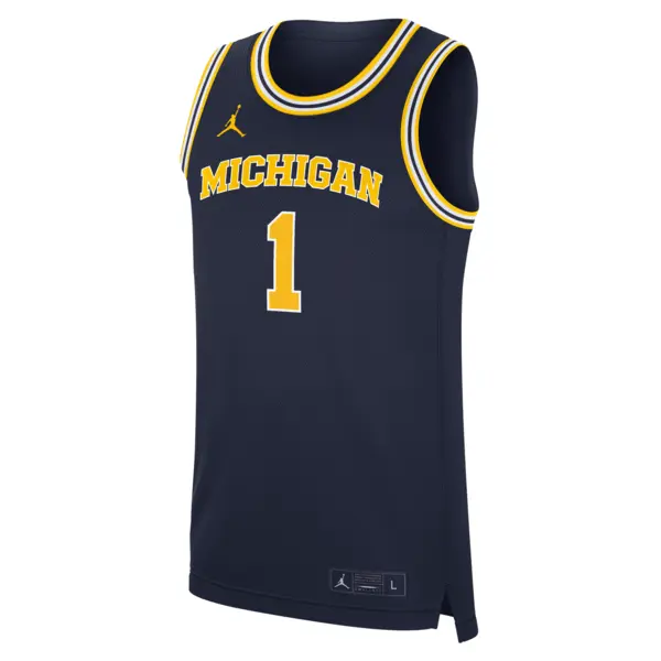 JORDAN Michigan Wolverines Replica Basketball Jersey - Blue