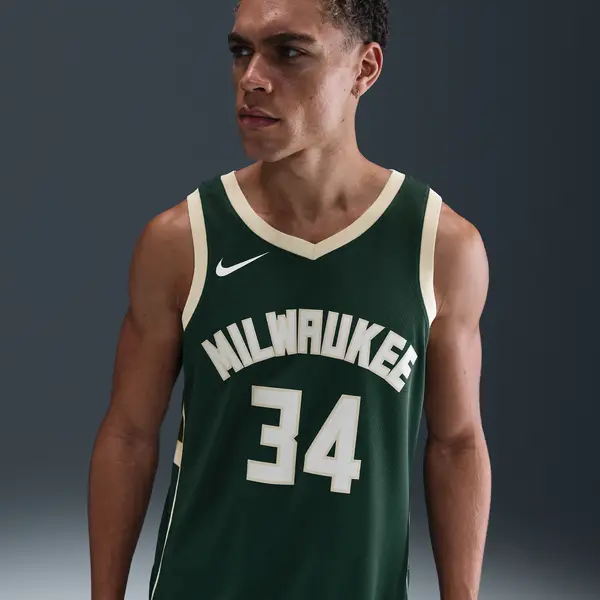 Nike Milwaukee Bucks Giannis Antetokounmpo Icon Edition Dri-fit Swingman Jersey - Green