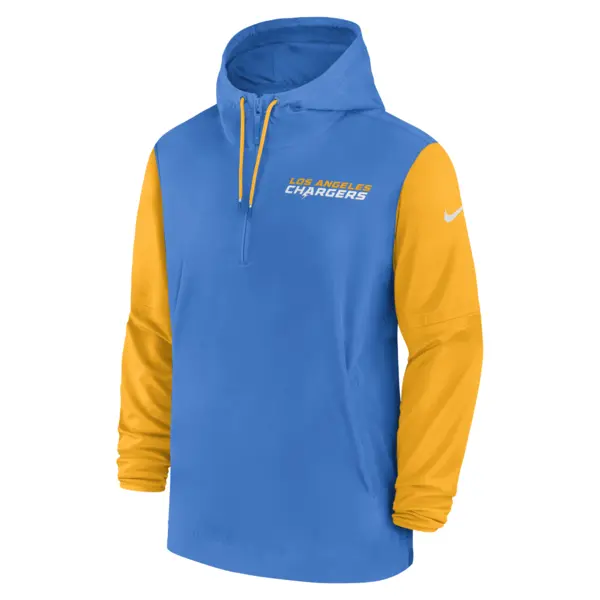 Nike Los Angeles Chargers Sideline Pre-game Player Nfl 1/2-zip Hooded Jacket - Blue