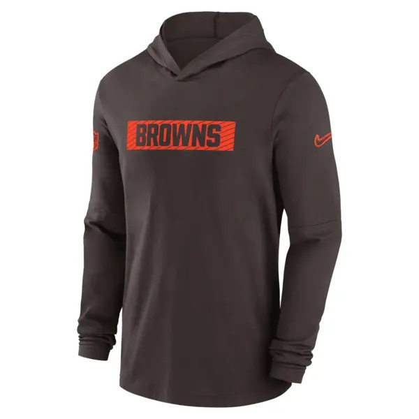 Nike Cleveland Browns Sideline Dri-fit Nfl Long-sleeve Hooded Top - Brown