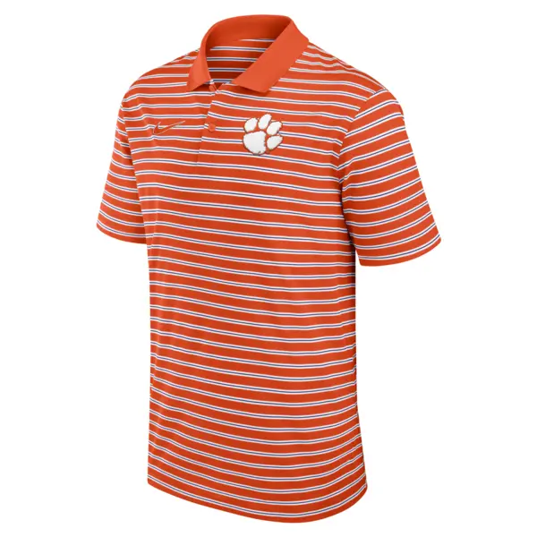 Nike Clemson Tigers Primetime Victory Striped Dri-fit College Polo - Orange