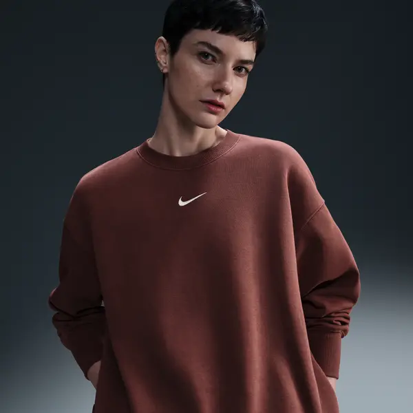 Nike Phoenix Fleece Oversized Crew-neck Sweatshirt - Brown
