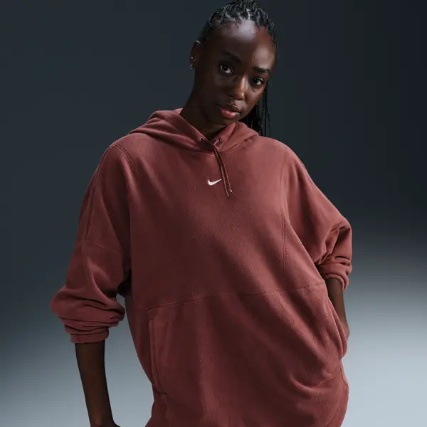 Nike Oversized Therma-Fit Pullover Fleece Hoodie Brown 34% Off