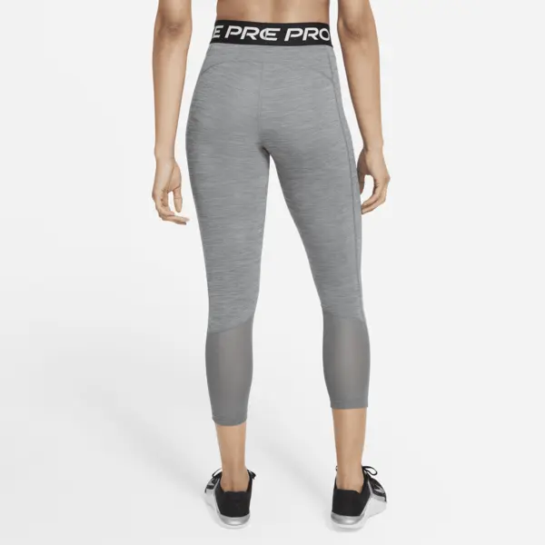 Nike Pro Mid-Rise Crop Mesh-Panel Leggings Grey 38% Off