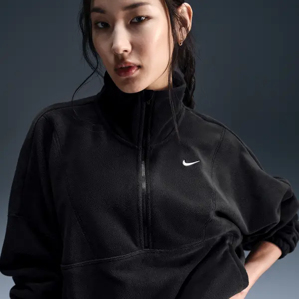 Nike One Therma-fit Oversized 1/2-zip Fleece Top - Black