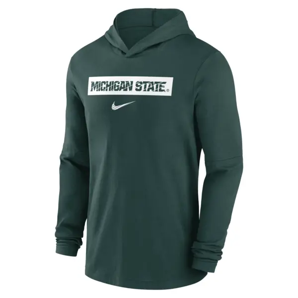 Nike Michigan State Spartans Sideline Dri-fit College Long-sleeve Hooded Top - Green