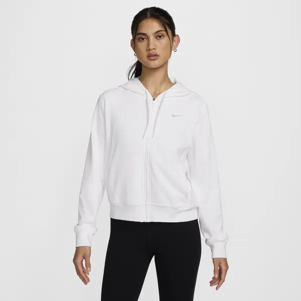 Nike Dri-fit One Full-zip French Terry Hoodie - White