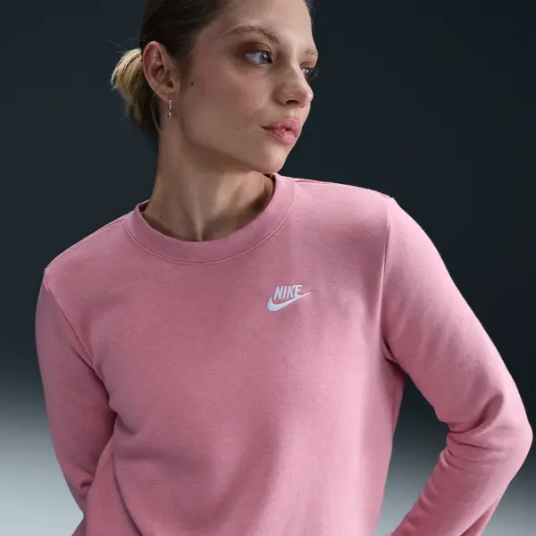 Nike Crew Neck Nike Club Swoosh Sweatshirt In Pink Hoodies And