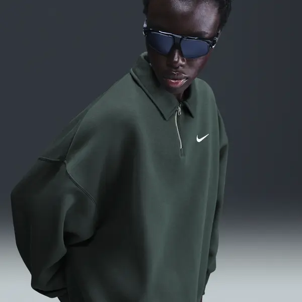 Nike Sportswear Phoenix Fleece Oversized 1/4-zip Polo - Green