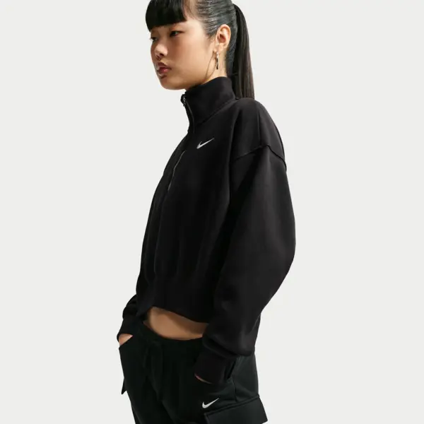 Nike Sportswear Phoenix Fleece 1/4-zip Cropped Sweatshirt - Black