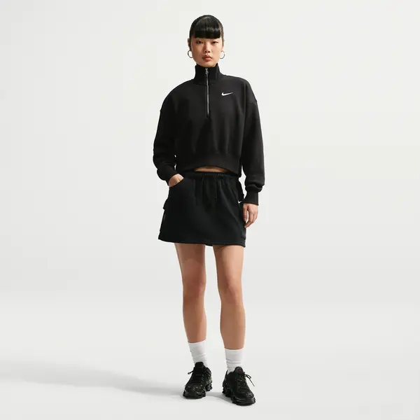 Nike Sportswear Phoenix Fleece 1/4-zip Cropped Sweatshirt - Black