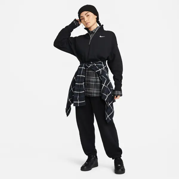 Nike Sportswear Phoenix Fleece 1/4-zip Cropped Sweatshirt - Black