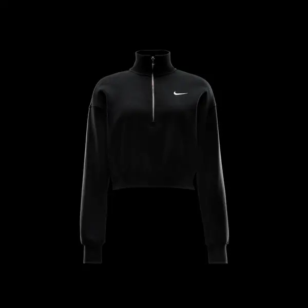 Nike Sportswear Phoenix Fleece 1/4-zip Cropped Sweatshirt - Black