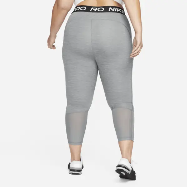 Nike Pro Mid-Rise Crop Mesh-Panel Leggings Grey 18% Off